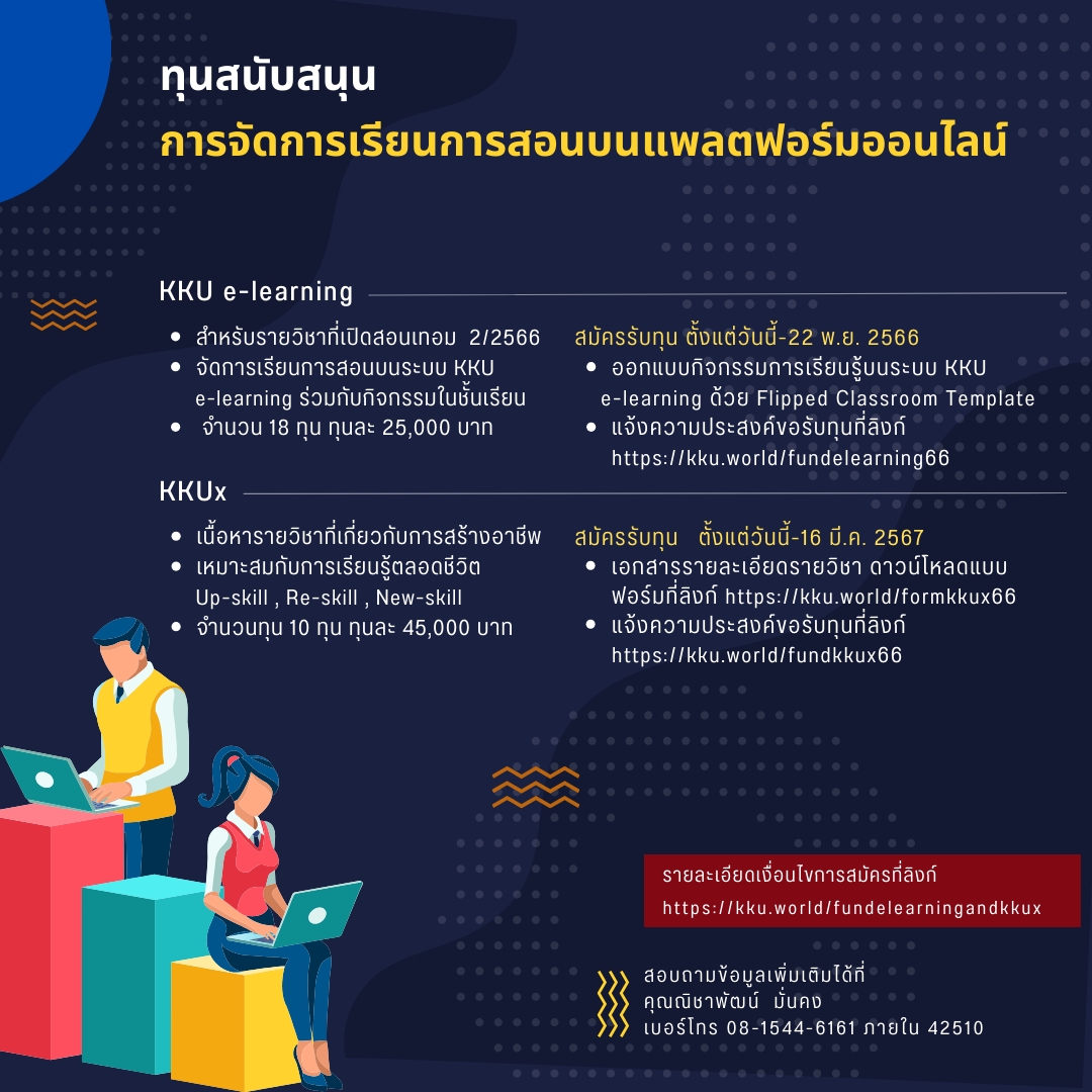 โครงการทุนสนับสนุนการจัดการเรียนการสอนบนระบบ KKU e-Learning และ KKUx ประจำปี 2566 | Ltic KKU ...